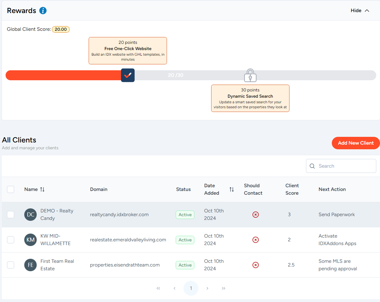 IDXAddons Agency Dashboard